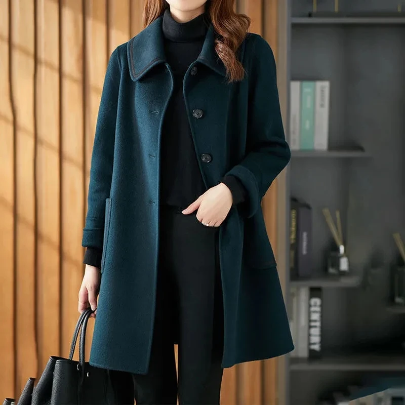 Pure Color Coats Women New Autumn Winter Wool Coat Lady Loose Woolen ...