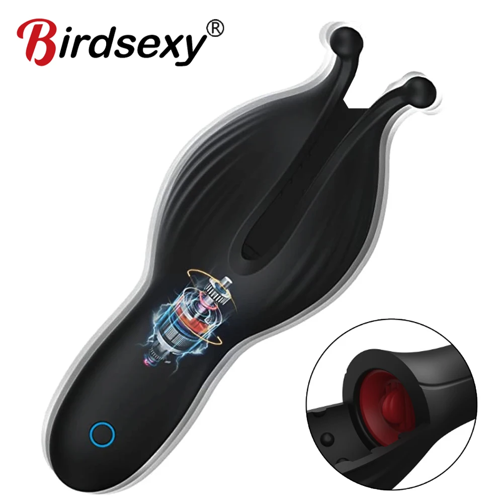 Male Glans Stimulate Massager Licking Vibrating 10 Modes Penis Delay Trainer Vibrator ...