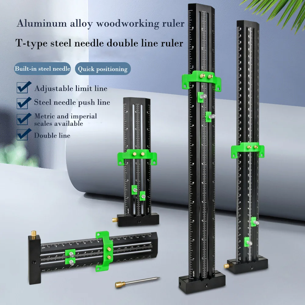 T-Type-Double-Line-Ruler-with-Steel-Needle-Multifunction-T-Square ...