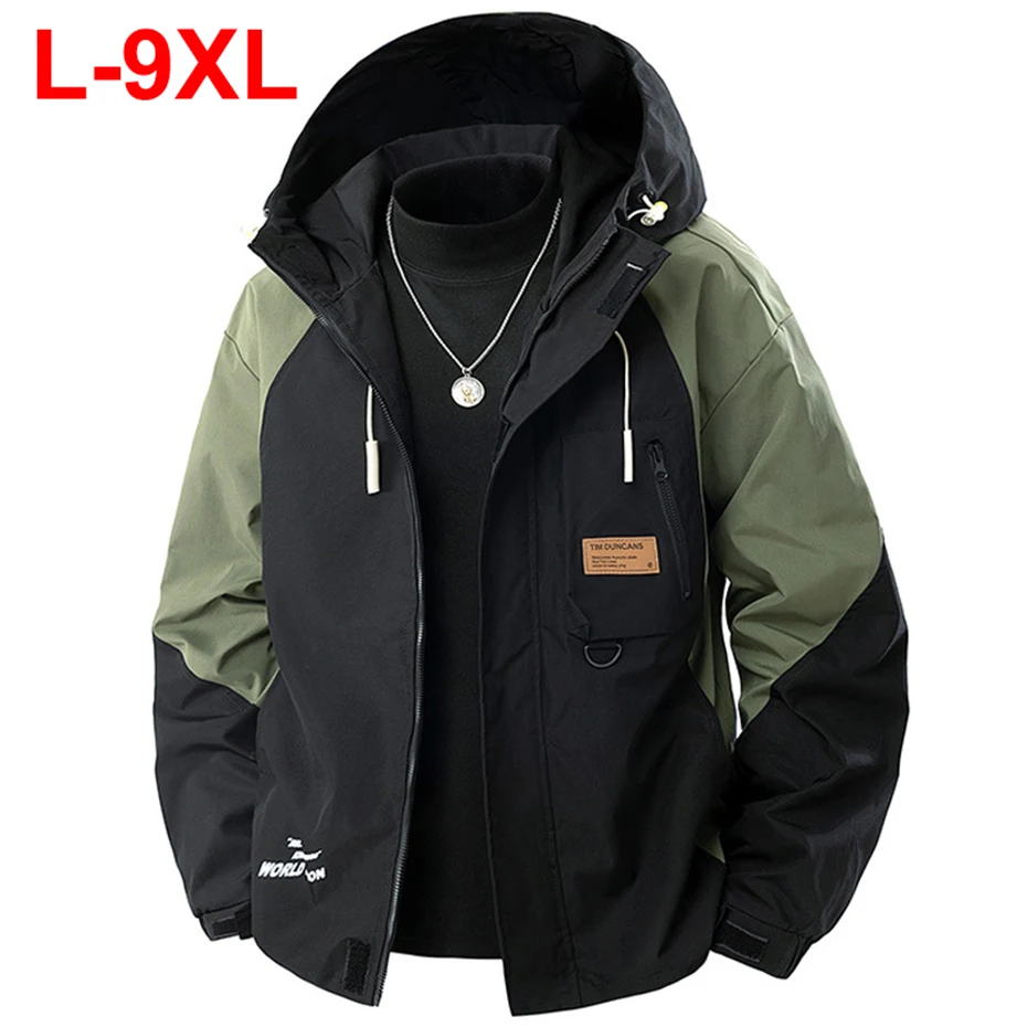 9XL Plus Size Men Jackets Hooded Windbreaker Spring Autumn Loose Casual ...
