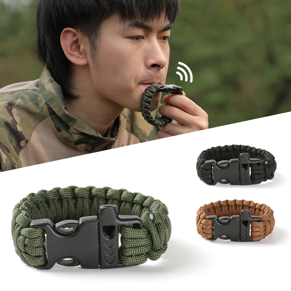 Cuerda trenzada brillante de emergencia, pulsera de supervivencia con ...