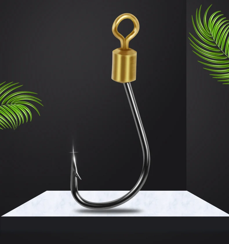 10pcs Fishing Hooks Set Bearing Rolling Swivel Single Circle Fishhook ...