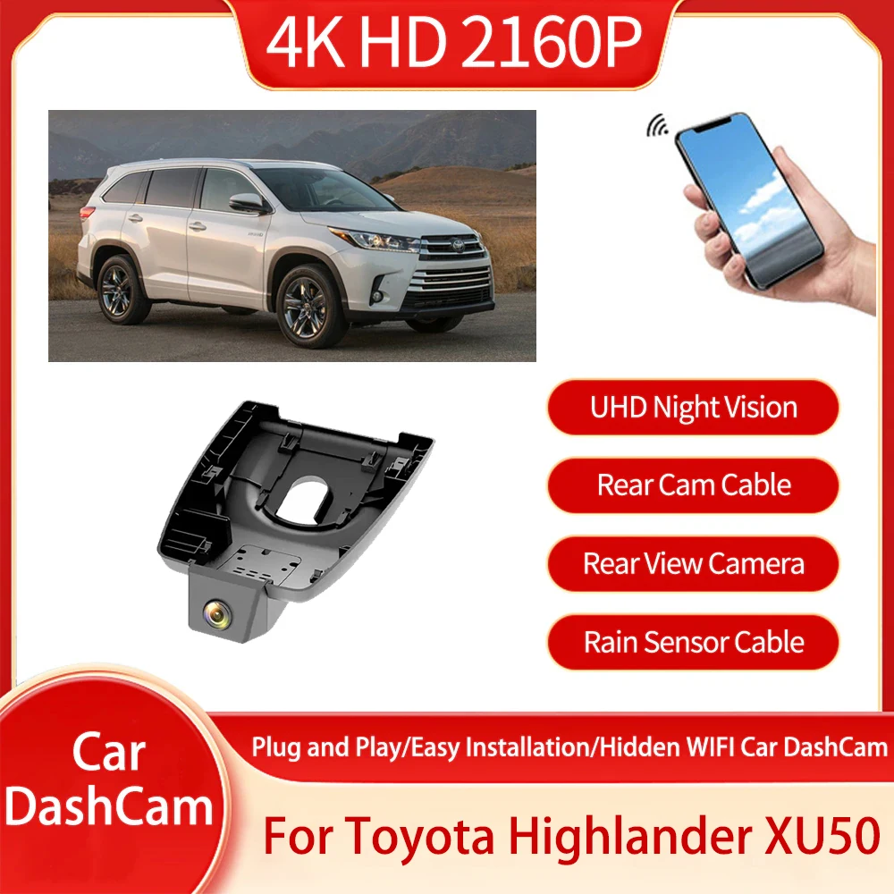 For-Toyota-Highlander-2018-2019-2020-XU50-4K-Driving-Recorder-Plug-And ...