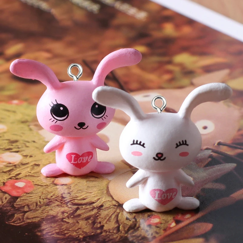 Rabbit Resin Keychain Pendants | Rabbit Resin Jewlery Accessory - 10pcs ...