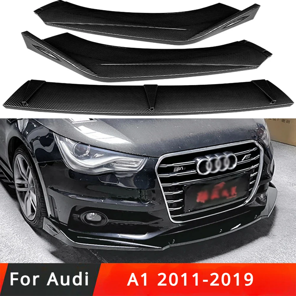 Brand New Bright Black Carbon Fiber Pattern Front Bumper Splitter Lip ...