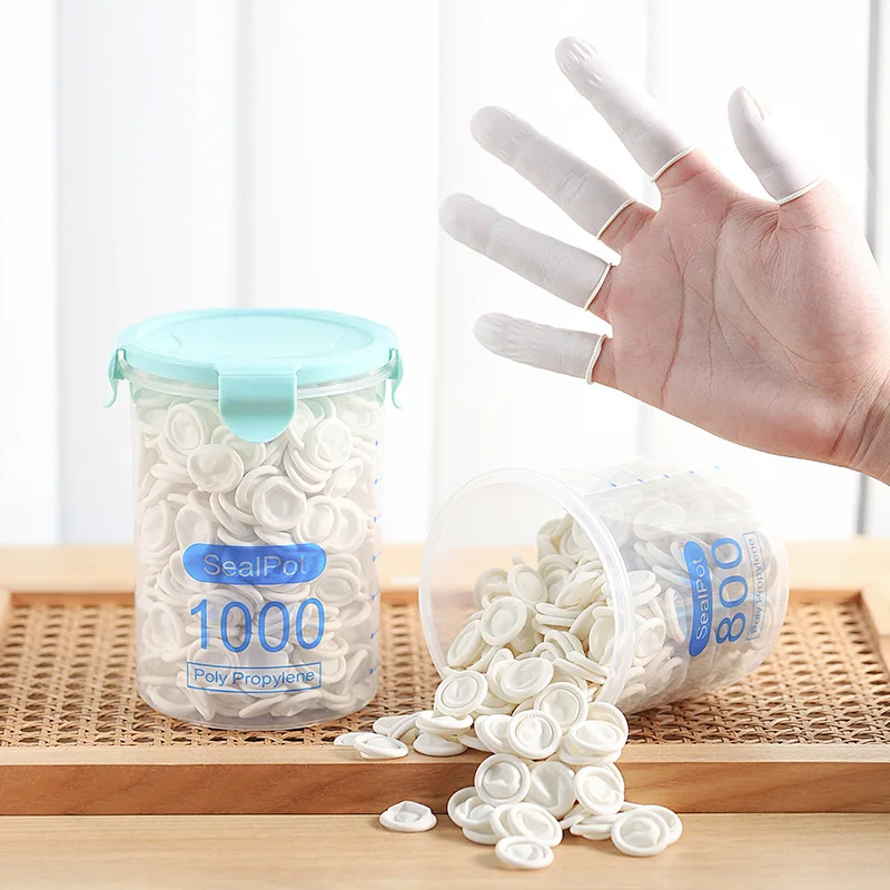 Protective Fingertip Natural Rubber Gloves Disposable Latex Finger Cots ...