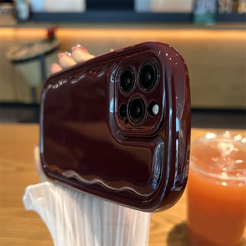 Cute-Candy-Color-Glossy-Wavy-Edge-oval-Phone-Case-For-iPhone-14Pro-Max ...