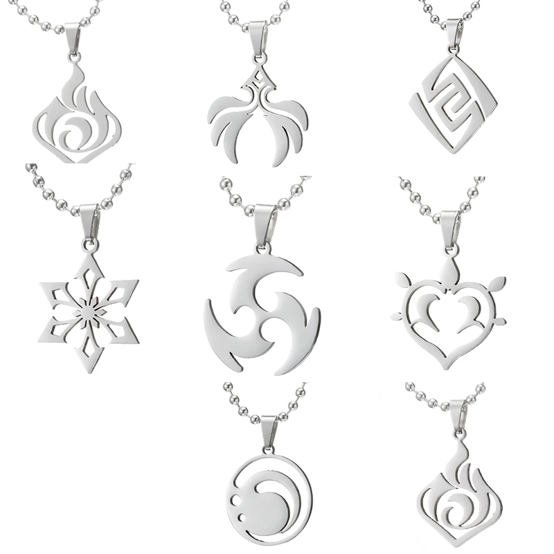 ZRM Jewelry Stainless steel Game Genshin Impact Necklace Geo Cyro ...