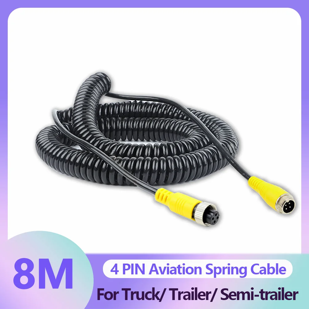 8M-4-PIN-Aviation-Connector-Cable-Spiral-Spring-Extension-Cable-Video ...