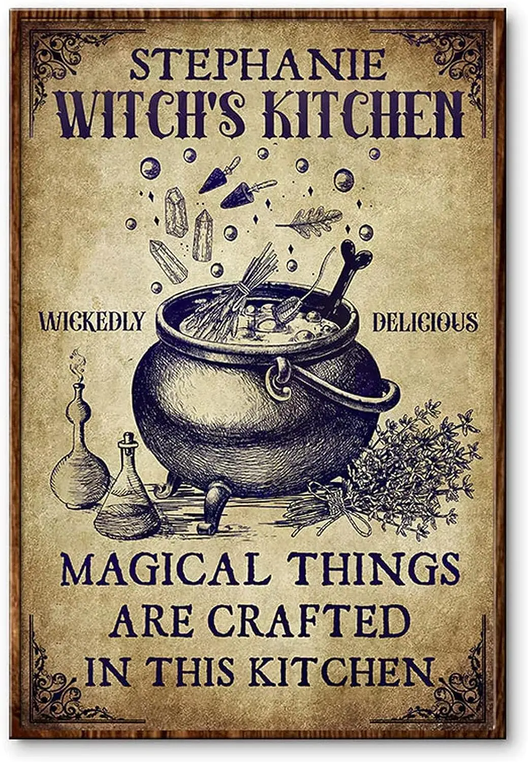 12x8-Inch-Metal-Tin-Sign-Plaques-Witch-Kitchen-Stirring-Up-Some-Magic ...