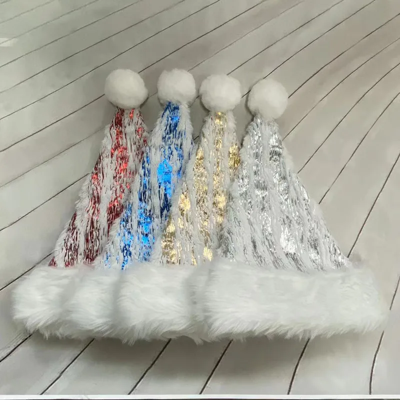 High-Quality-Plush-Christmas-Hat-30-45cm-Hot-Gold-Striped-Frayed-Hat ...