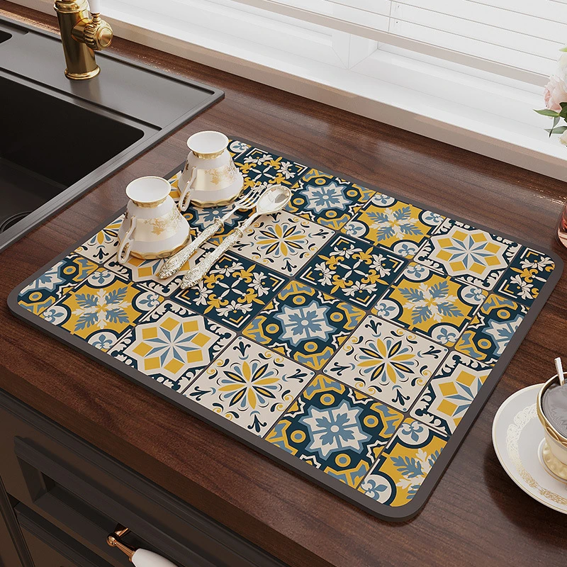 Diatomite Super Absorbent Drain Pad Rubber Non-slip Draining Mat ...