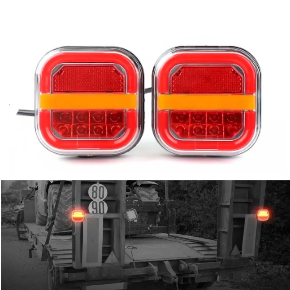 2pcs-12V-24V-4-inch-LED-Square-Tail-Light-License-Plate-Flowing-Turn ...