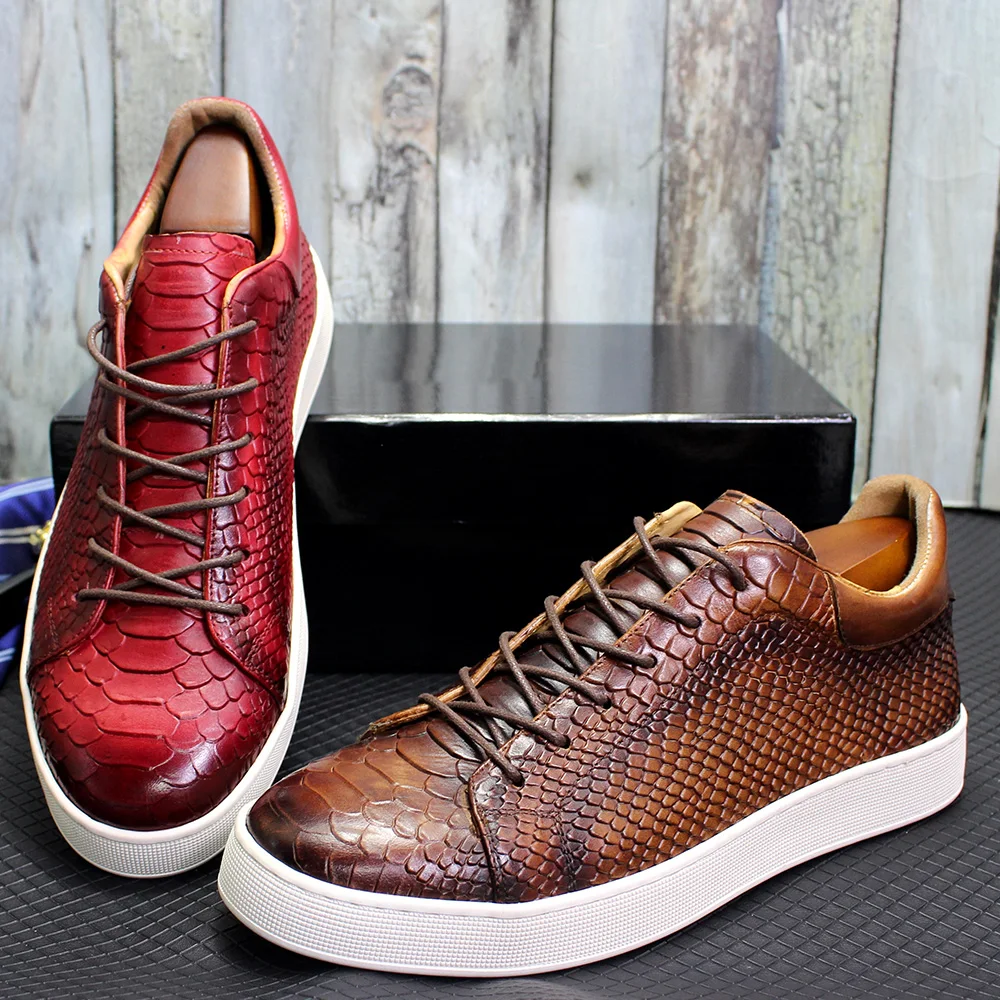 Chaussures en cuir véritable pour hommes, baskets classiques à lacets ...