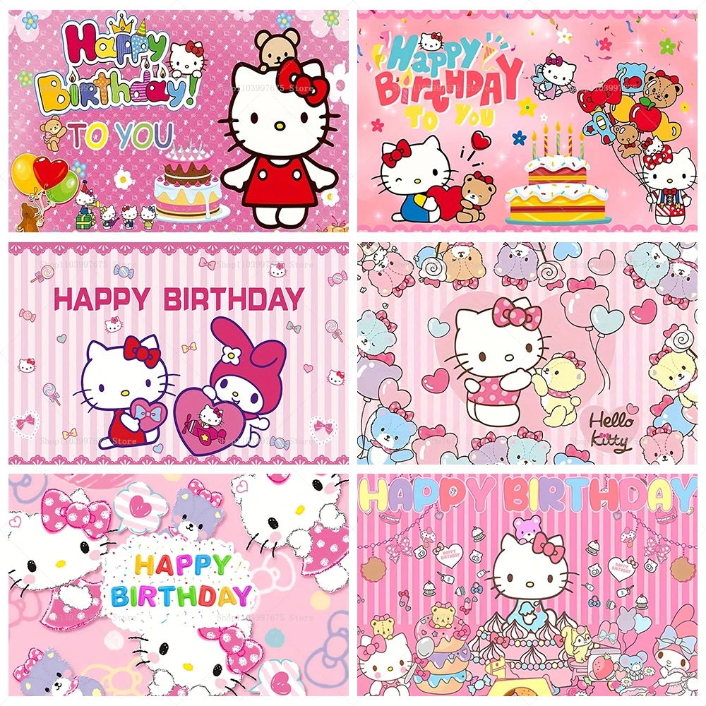 Hello-Kitty-Party-Backdrop-Decoration-Girl-Kids-Birthday-Cartoon ...