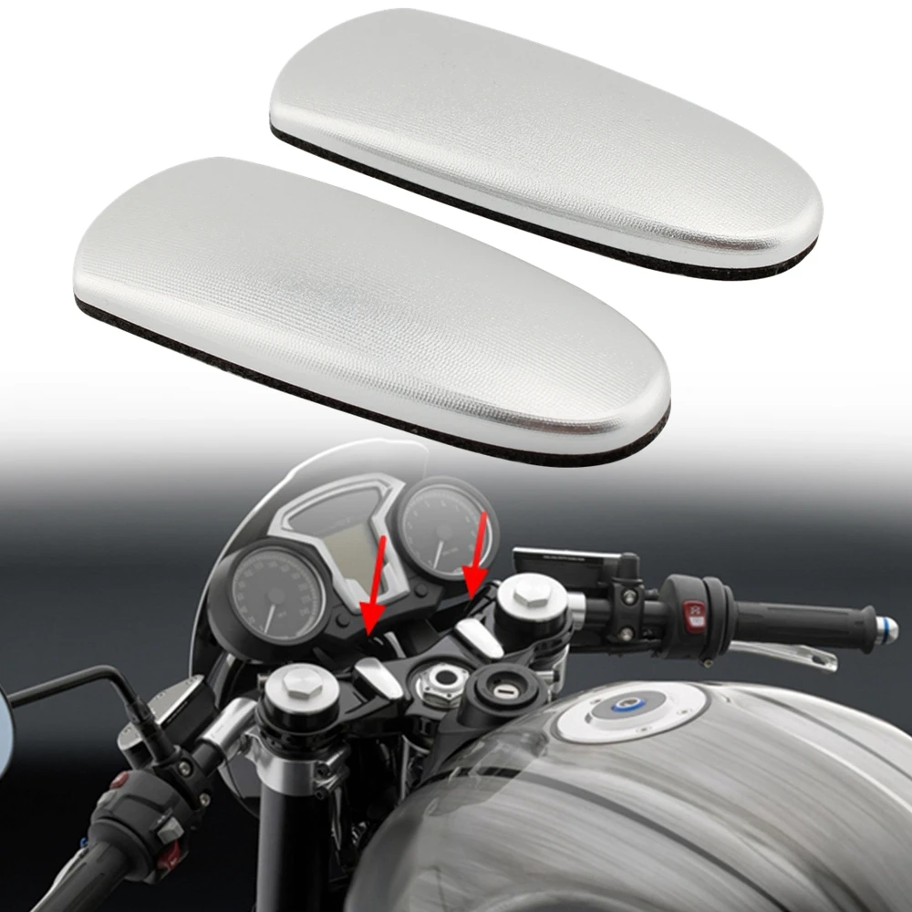 2Pcs-Motorcycle-Handlebar-Riser-Top-Clamp-Silver-Decoration-Cover-For ...