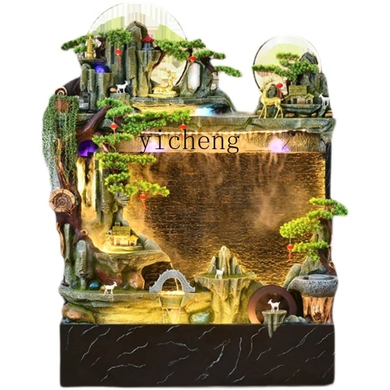 Zf-Artificial-Mountain-and-Fountain-Water-Curtain-Wall-Lucky-Waterscape-Screen-Fish-Pond-Balcony ...