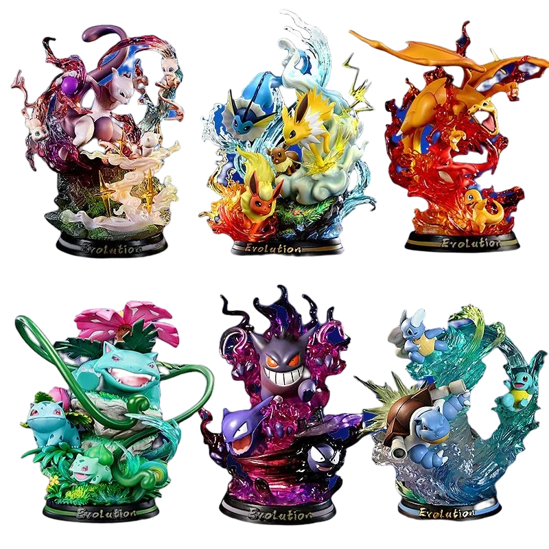 Evolution-Eevee-Pokemon-Anime-Figures-Raichu-Mewtwo-Dragonite-Charizard ...