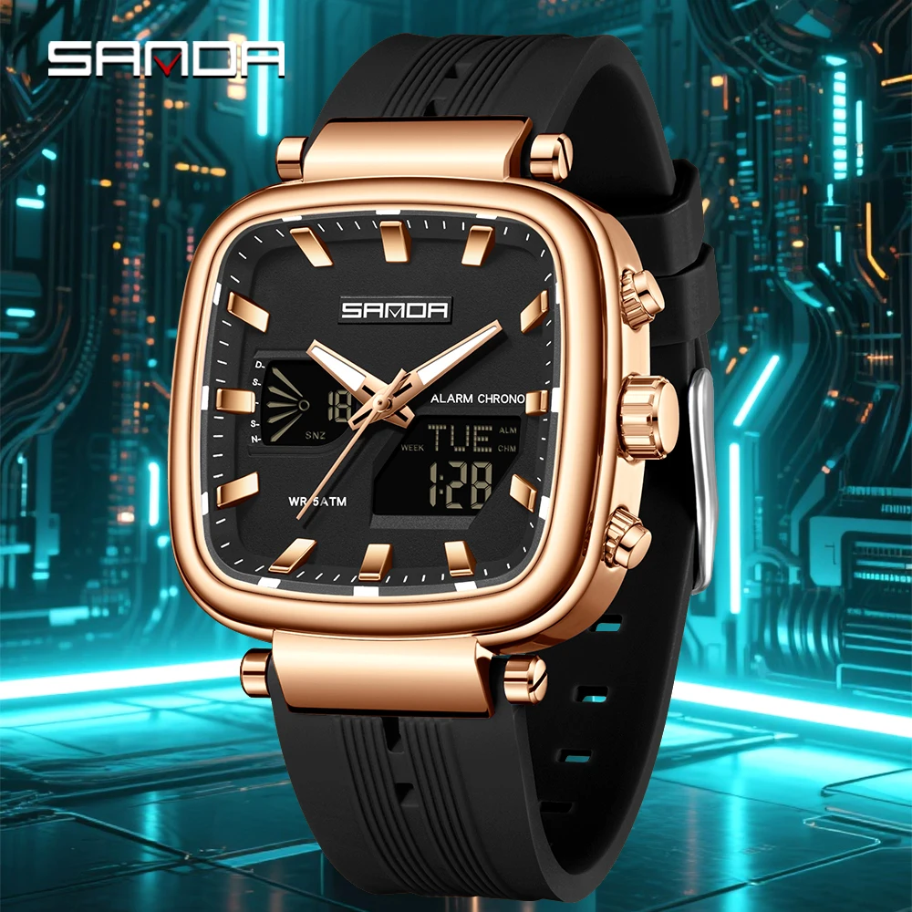 SANDA 6282 Leisure Student Electronic Watch Sports Waterproof Night ...