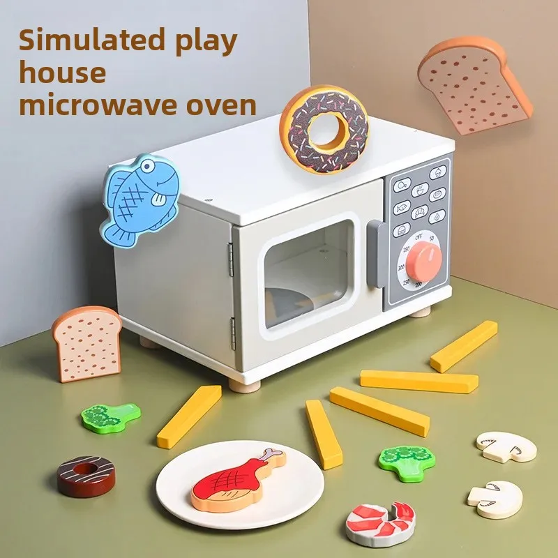Wooden Kitchen Toy Set for Boys And Girls Pretend Play Food Simulation ...