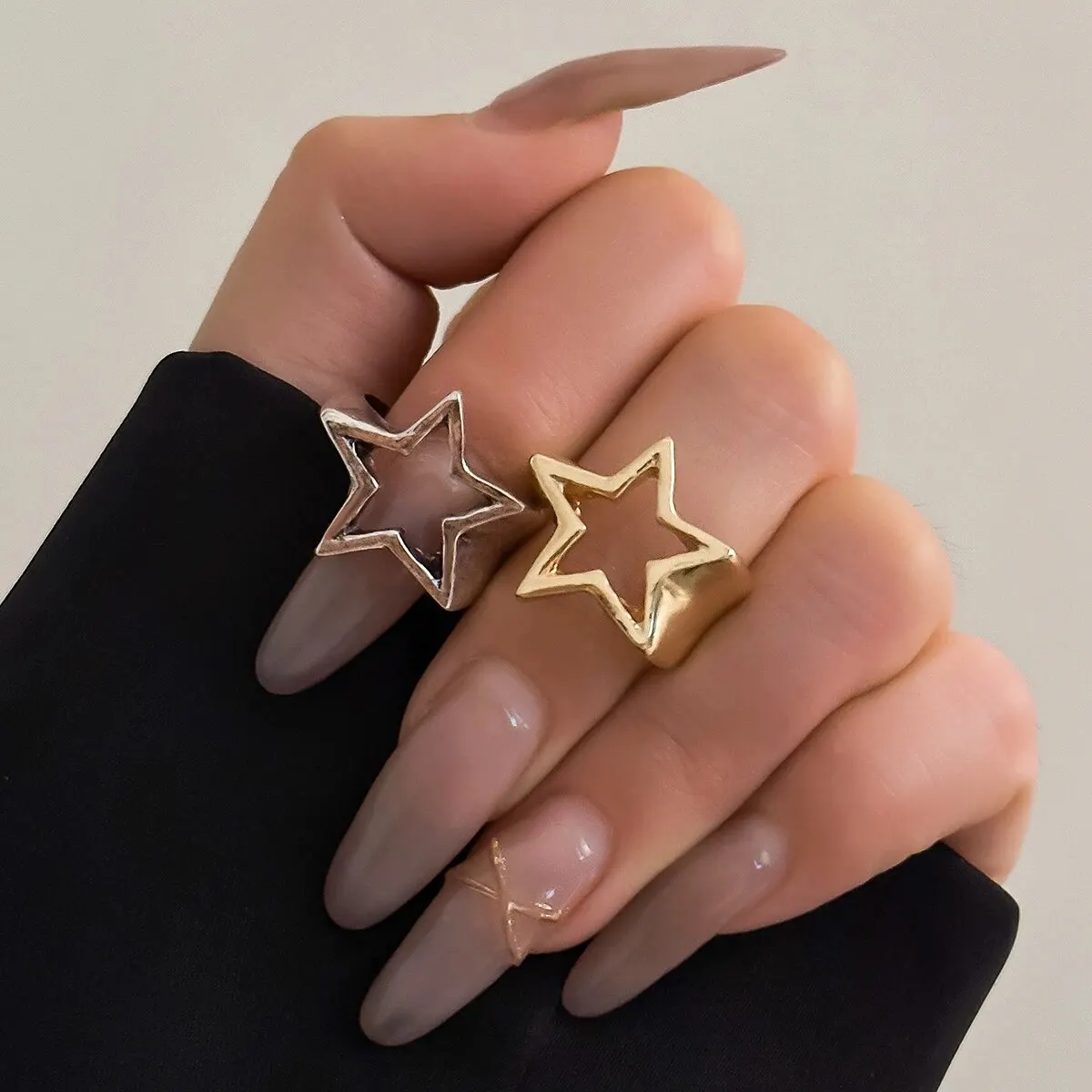 2Pcs-Set-Hip-Hop-Hollow-Five-Pointed-Star-Open-Ring-for-Women-Fashion ...