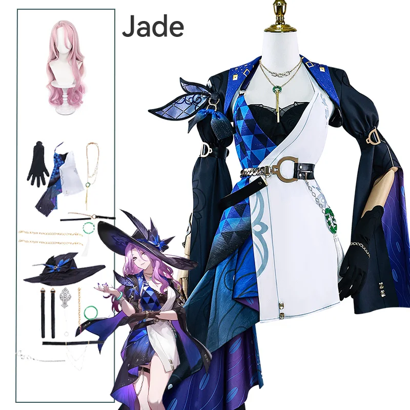 Jade-Cosplay-Traje-Com-Colar-e-Pulseira-Conjunto-Completo-Uniforme ...