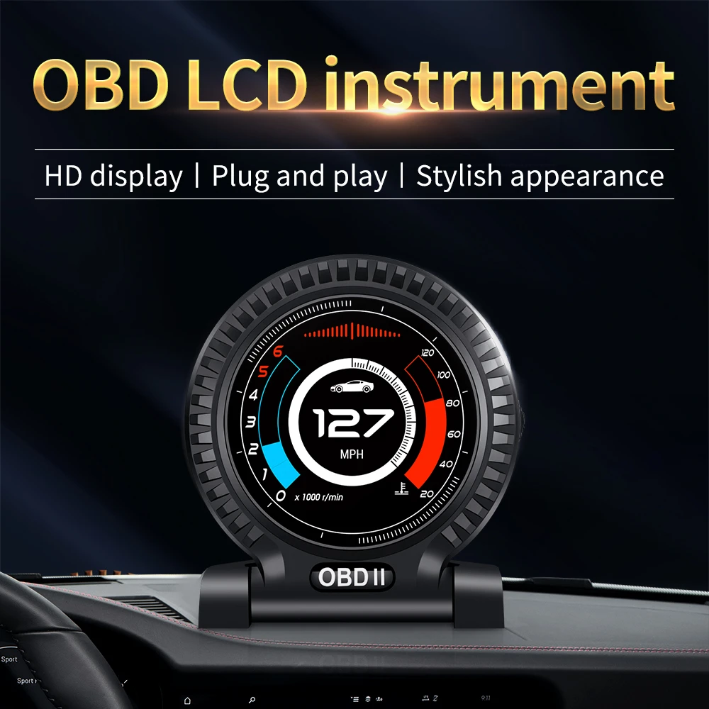 F10 HUD OBD2 Head Up Display Car Speedometer Guage with RPM Voltage Oil ...