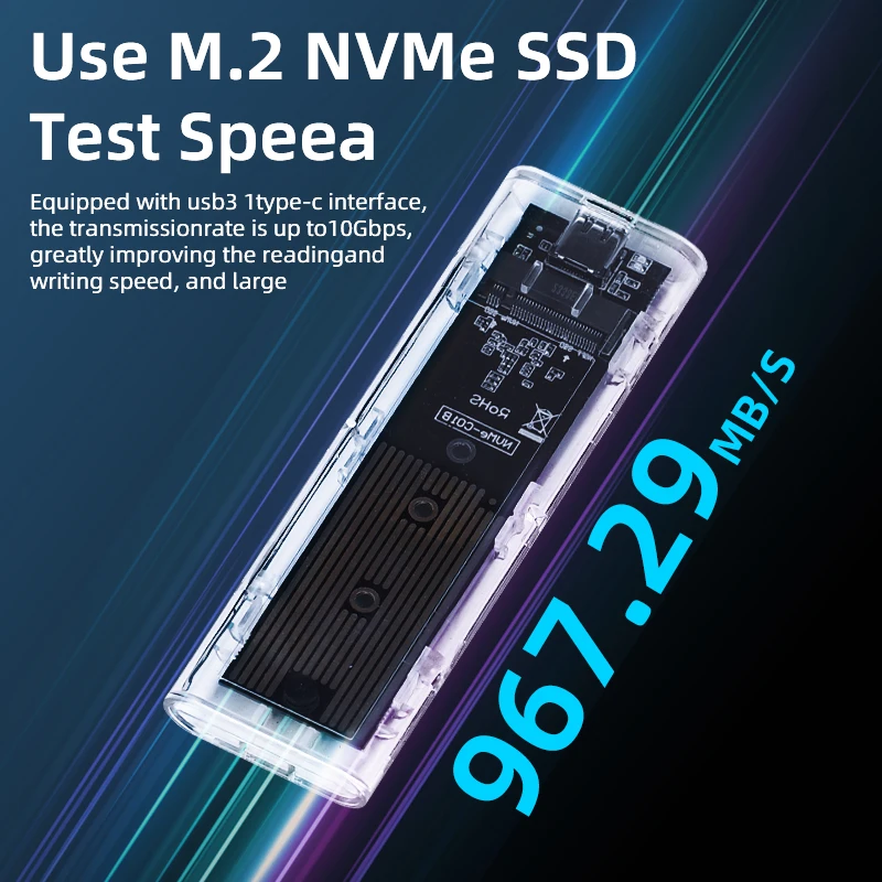 M-2-NVME-PCIe-NGFF-SATA-Dual-Protocol-SSD-Case-Clear-USB-Type-C-10Gbps ...