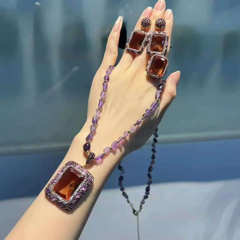 Turkish Sultan color changing stone French light luxury amethyst light ...