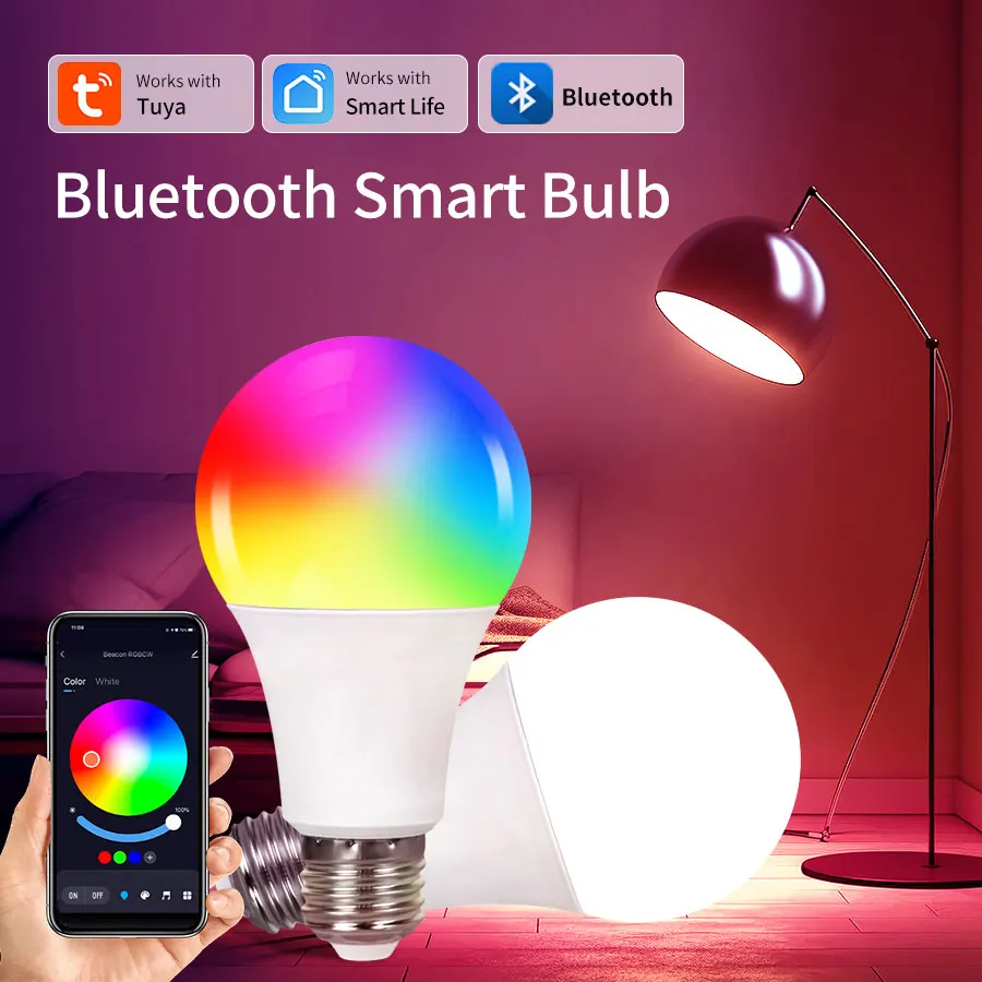 L-mpada-LED-inteligente-Tuya-Bluetooth-E27-RGB-110V-220V-L-mpadas-Alexa ...