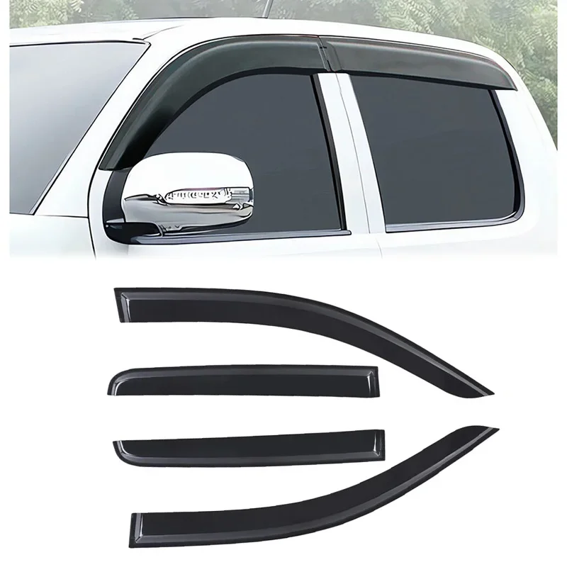 4Pcs-Side-Window-Visors-Waterproof-Rain-Awnings-Shelter-Deflector-Black ...