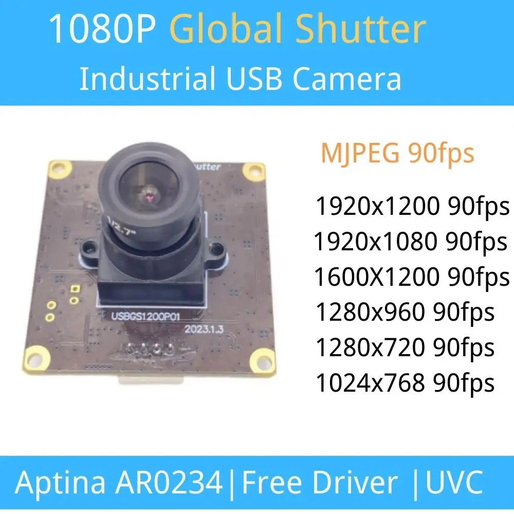 2MP 1080P 90fps Global Shutter High Speed Aptina AR0234 Color CMOS HD ...