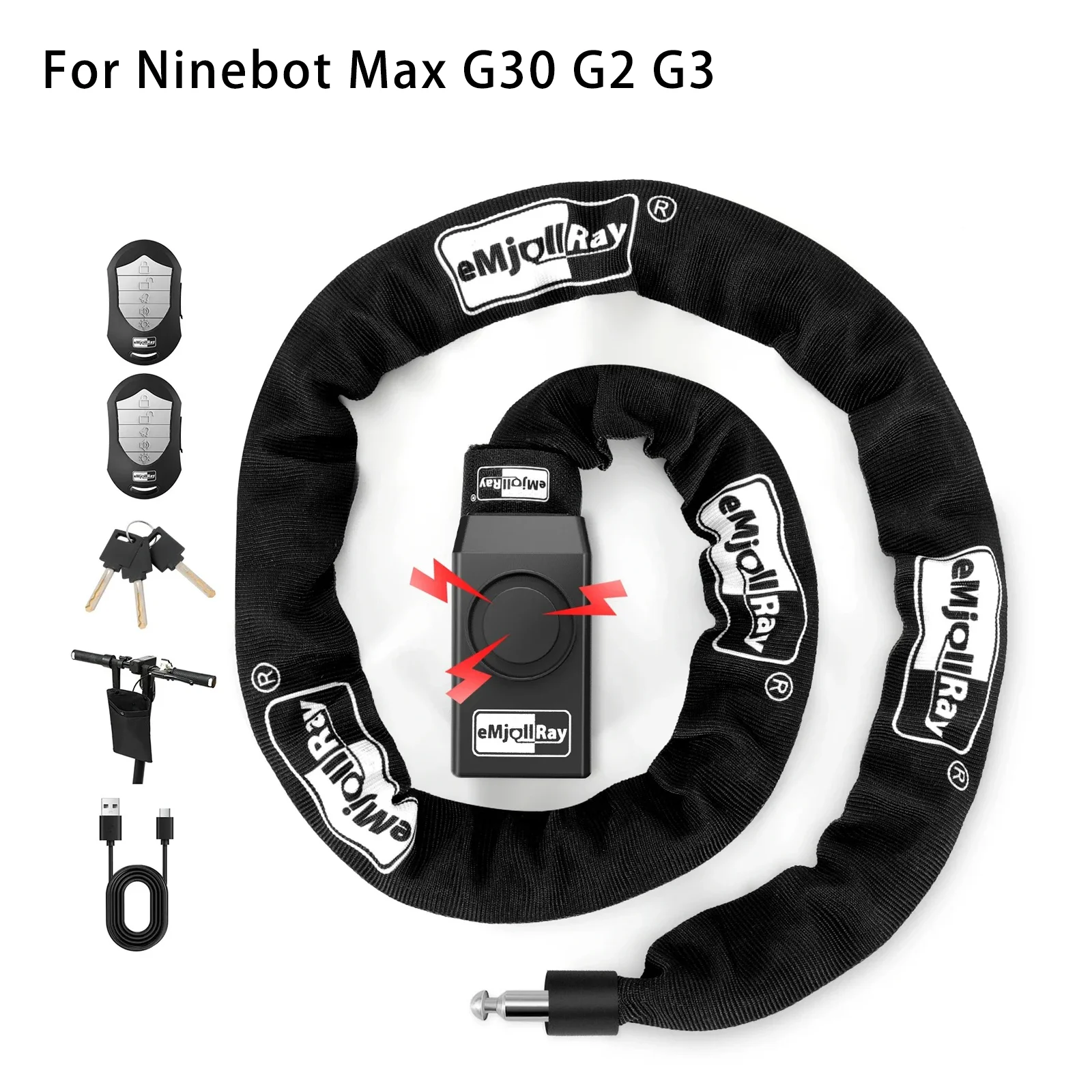 Lock 110dB Waterproof Security Chain Lock with Remote Control Alarm for ...