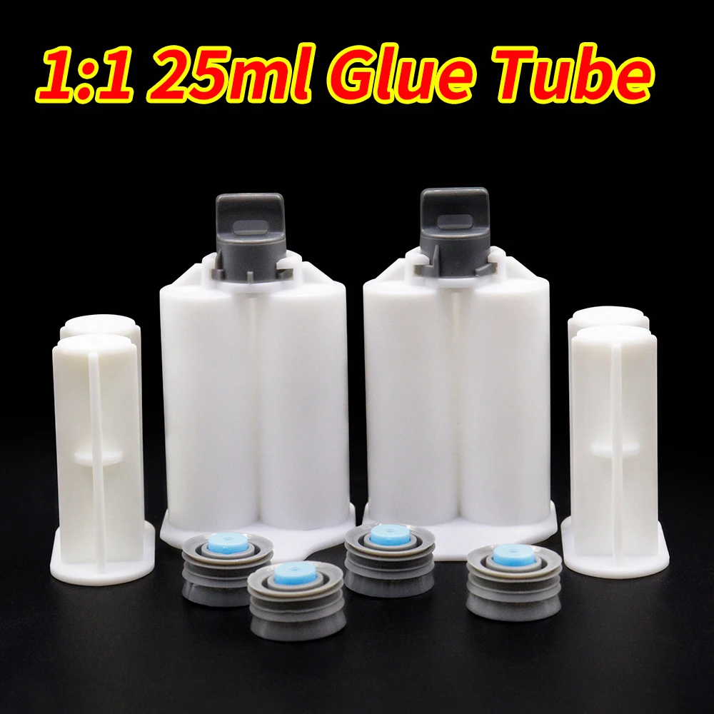 2pcs-Empty-Double-barrel-Syringe-25ml-AB-Rubber-Hose-1-1-Mixing-Ratio-2 ...