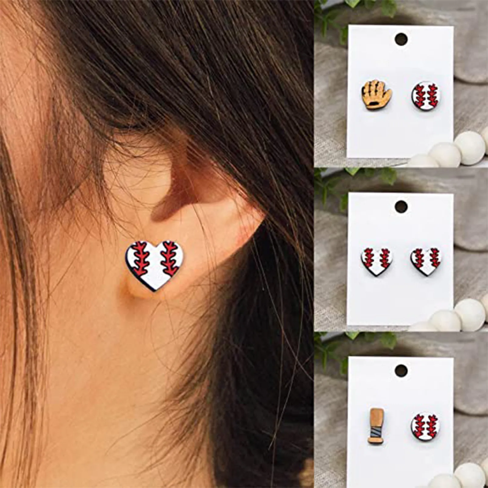New-Fashion-Baseball-Basketball-Football-Wooden-Ear-Studs-Girls-Cute ...