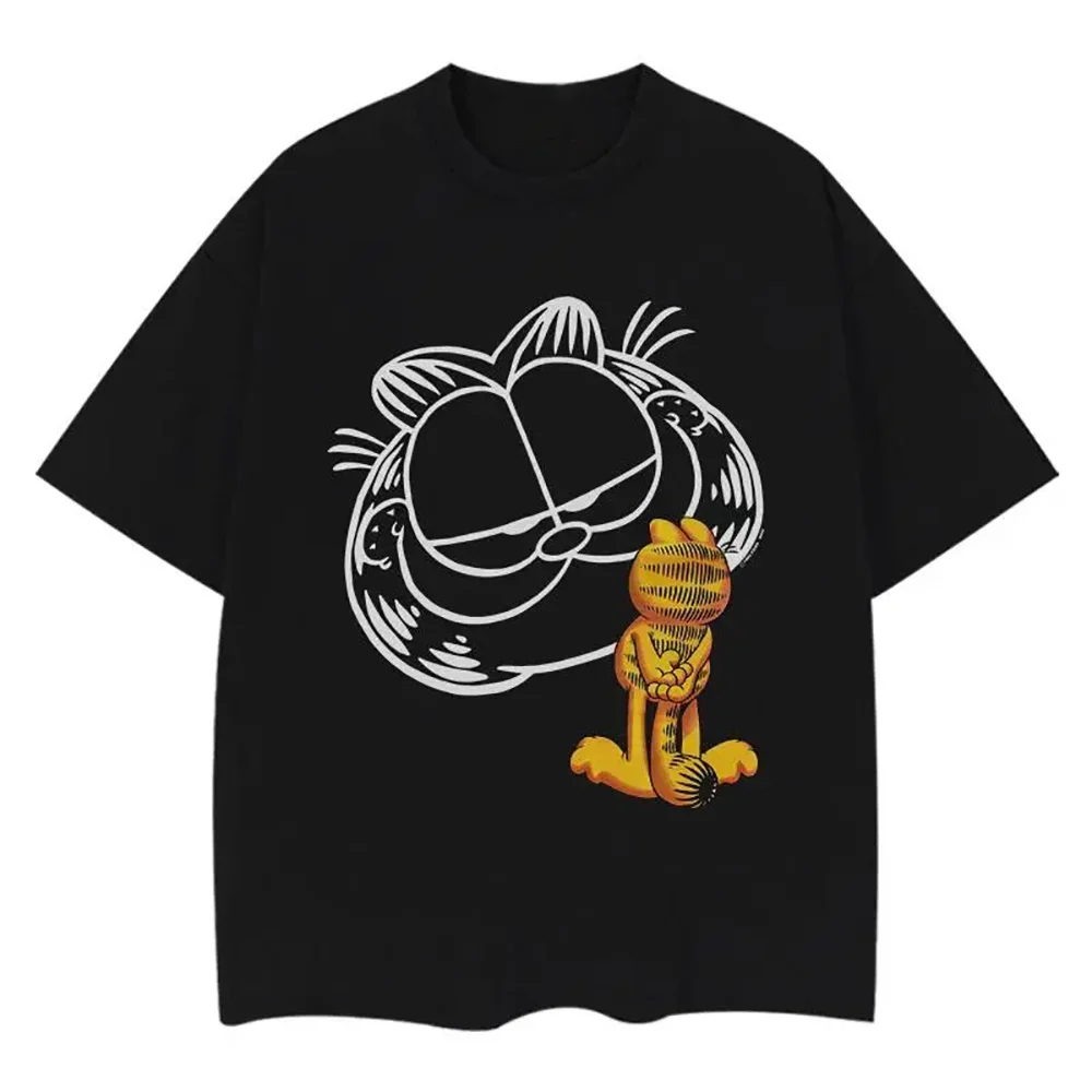 White-ink-line-Garfield-Fashion-cartoon-cartoon-retro-lazy-men-s-and ...