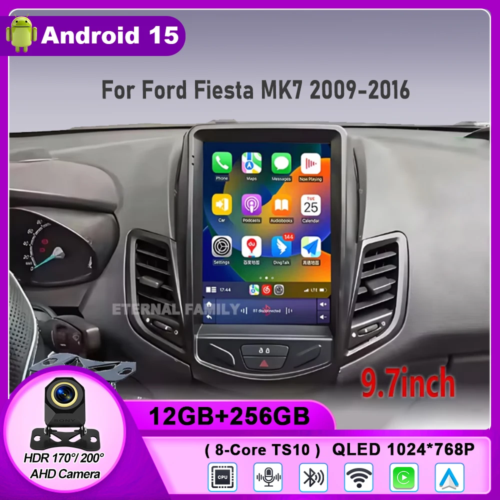 9.7" For Ford Fiesta MK7 2009-2016 Android 15 Car Radio Multimedia ...