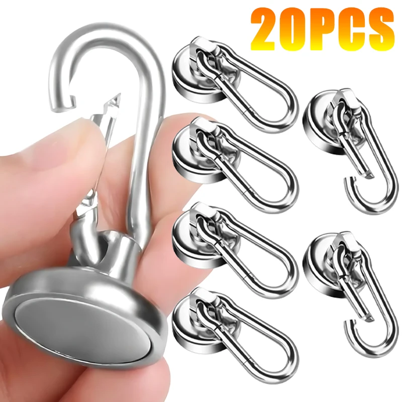 1-20PCS-Strong-Neodymium-Magnetic-Hooks-360-Rotating-Carabiner-Magnet ...