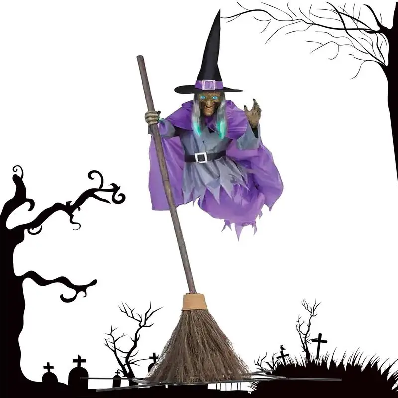 Flying-Witch-Halloween-Decor-Spooky-Flying-Witch-Decor-with-Broom ...