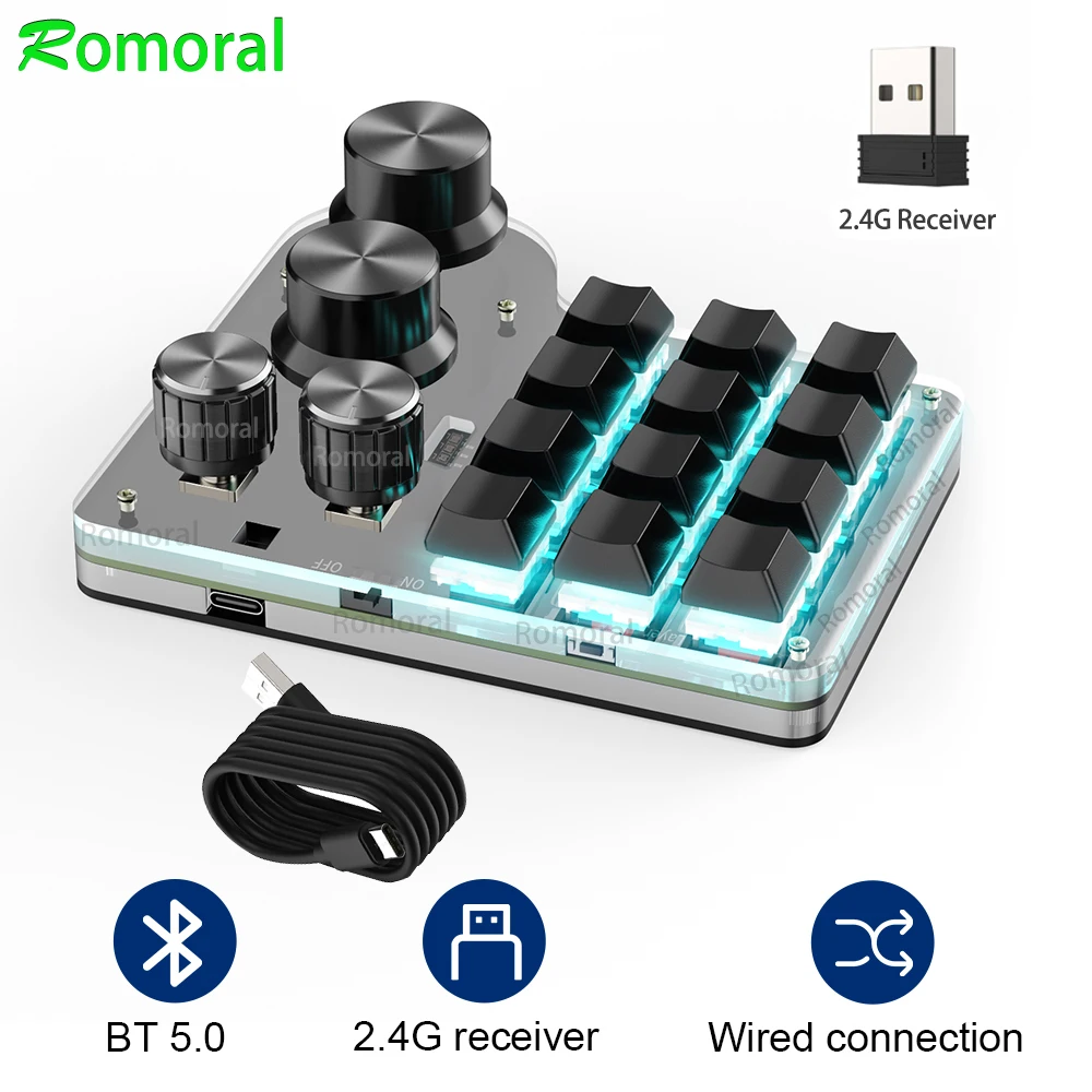 12-Keys-Programmable-Keyboard-with-4-Knobs-Custom-Macro-Keyboard ...