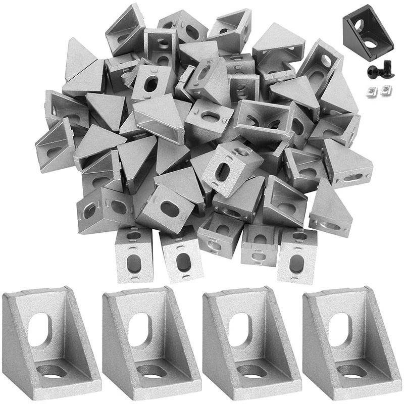 2020 Silver/Black Aluminum Profile Connector Set for MGN 3D Printer 20 ...