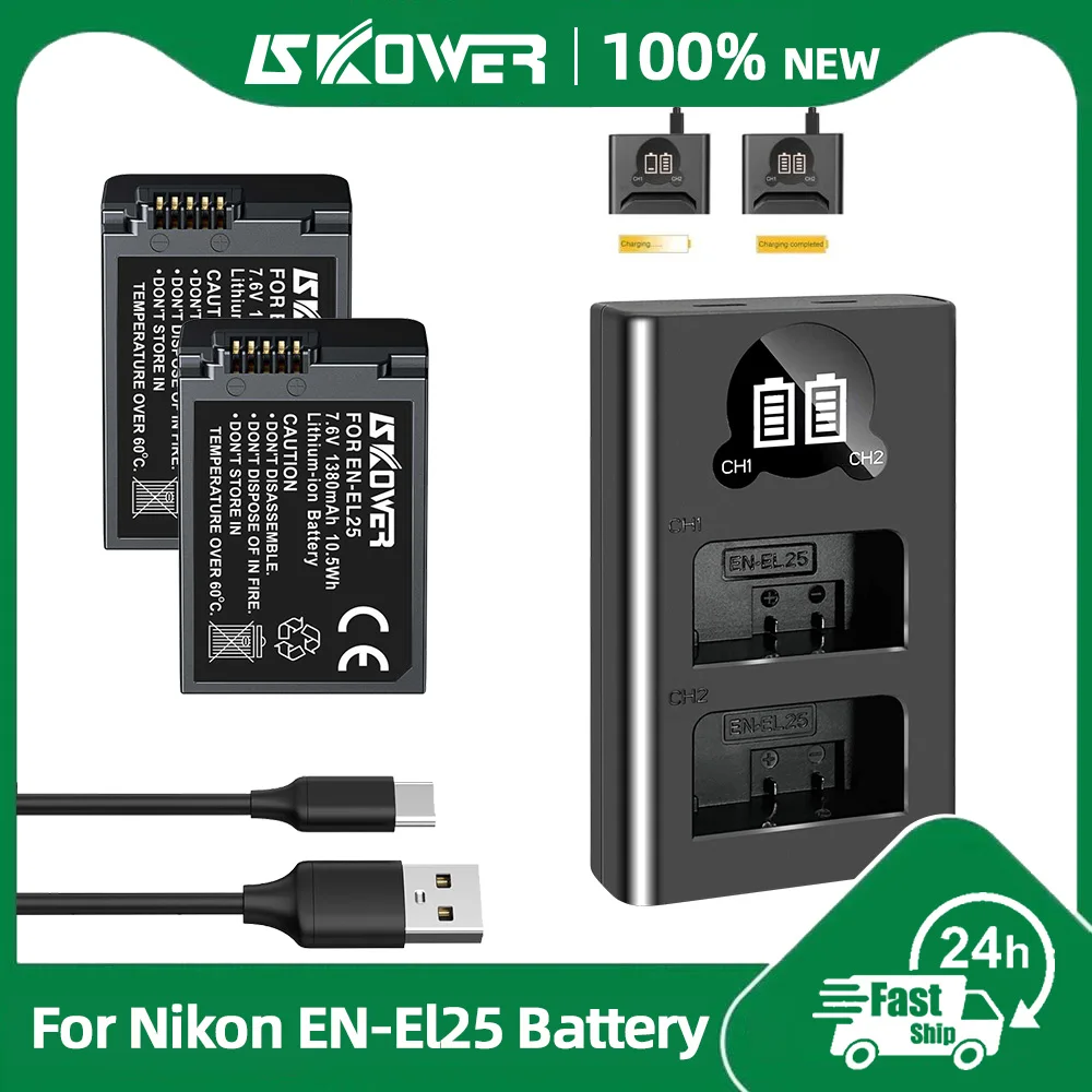 SKOWER-EN-EL25-Battery-For-Nikon-Camera-Z50-ZFC-Z30-With-ENEL25-USB-LCD ...