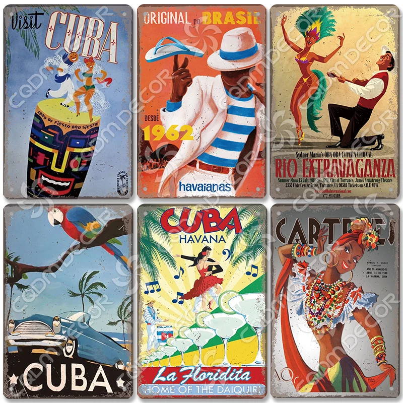Visit-Cuba-Brazil-Poster-Tin-Sign-Havana-Club-Mojito-Metal-Plaque ...