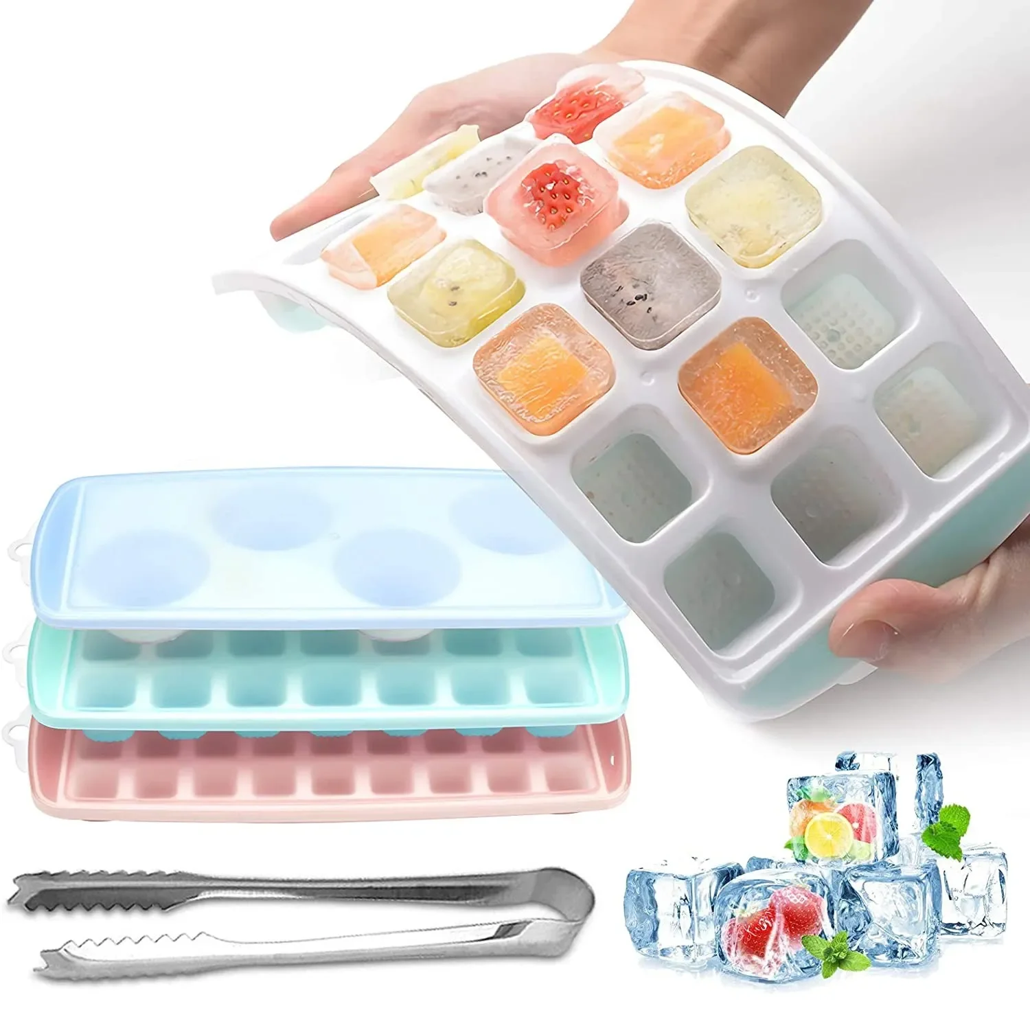 3PCS Ice Cube Maker Silicone Molds For Pastry Square Shape Ice Mould ...
