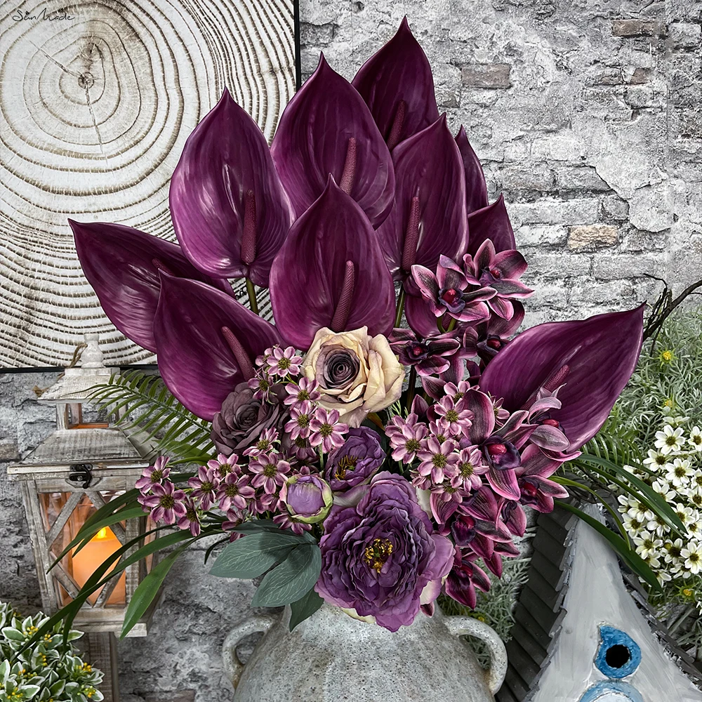 SunMade Large Flaming Phenix Flower Real Touch Artificial Flowers Home ...