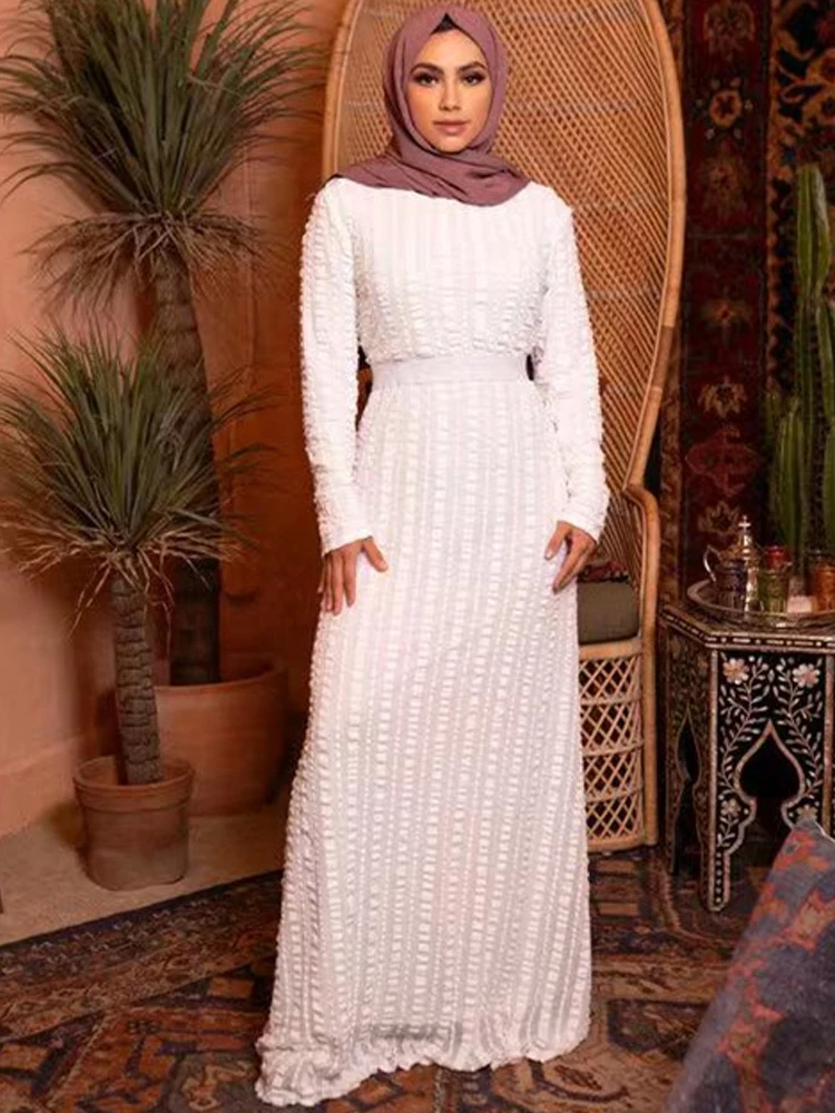 Autumn-Muslim-Hijab-Dress-with-Lining-Solid-Color-Women-Sweet-Robe ...