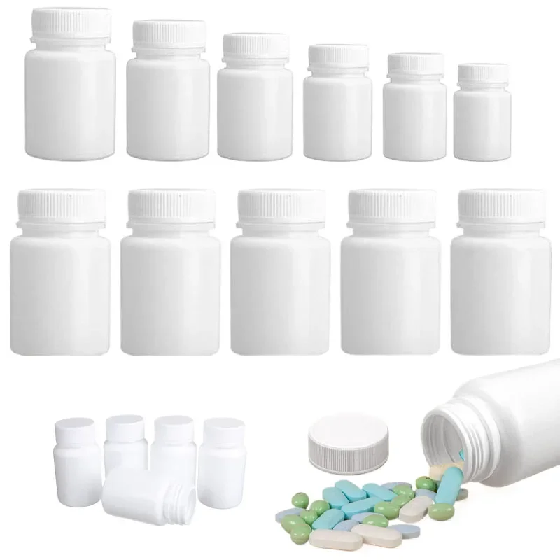 100Pcs 15ML-100ML Empty White Plastic Big Mouth Medicine Bottles ...