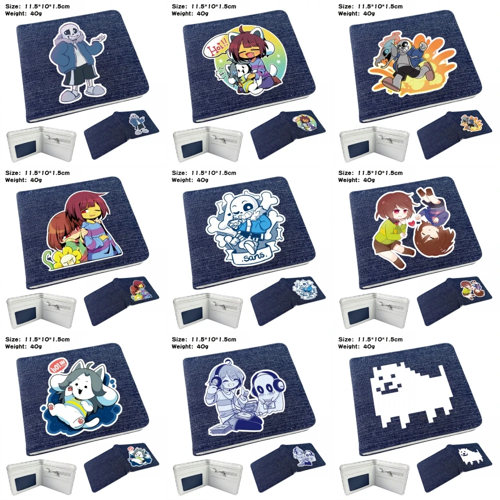 Anime-Undertale-Wallet-Denim-Bifold-Short-Blue-Coin-Pocket-Photo-Credit ...