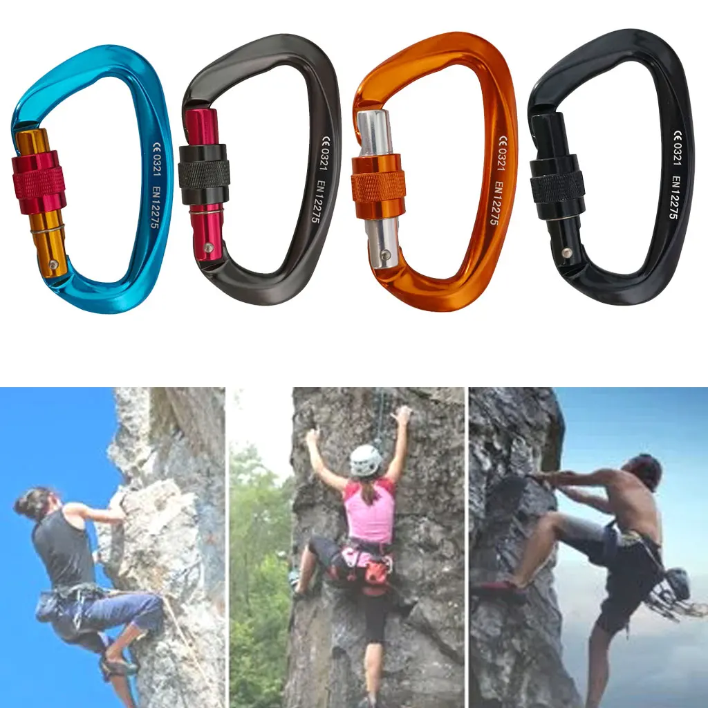 25KN Professional Climbing Carabiner D Shape Aviation Aluminum Safety ...