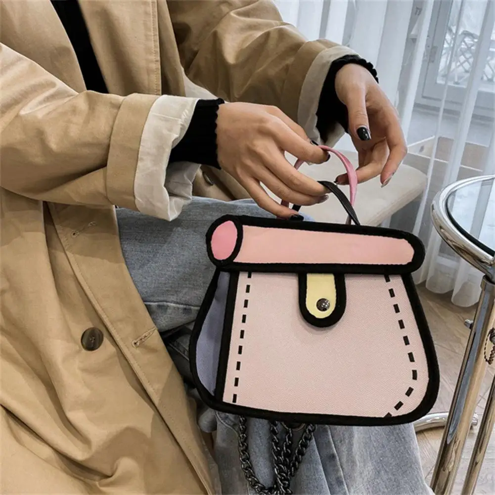 2D-Cartoon-Shoulder-Bag-High-Capacity-Chain-Single-Strap-Match-Clothes ...
